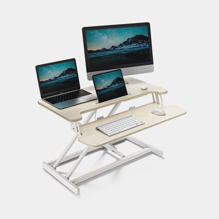 Maple Gas Assisted Sit Stand Rising Workstation | VonHaus